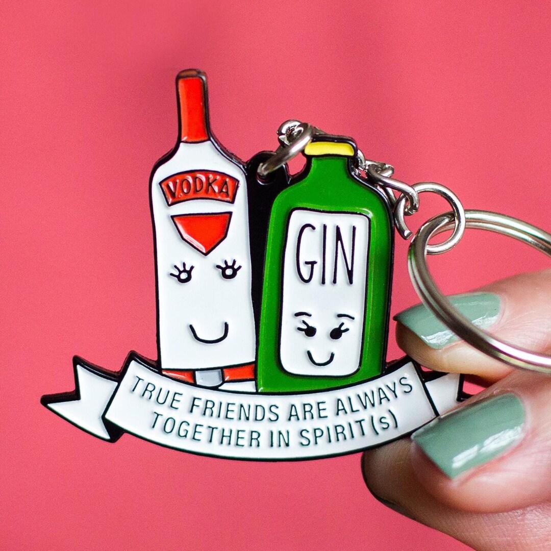 Gin & Vodka Friendship Keyring, Keychain Gift for Friend, Bag Charm for ...