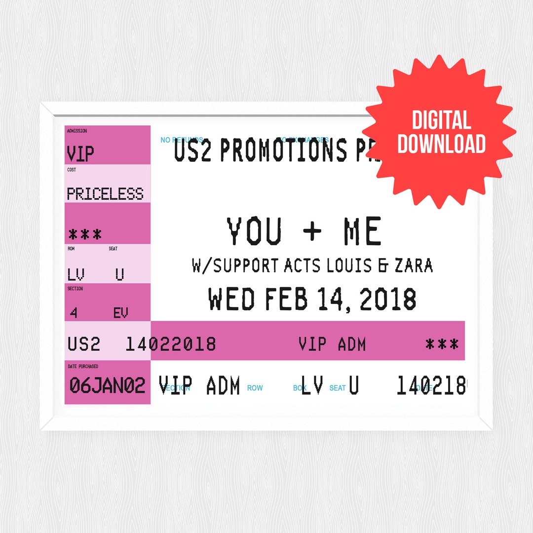 DIGITAL DOWNLOAD Personalised Concert Ticket Print, Custom Concert ...