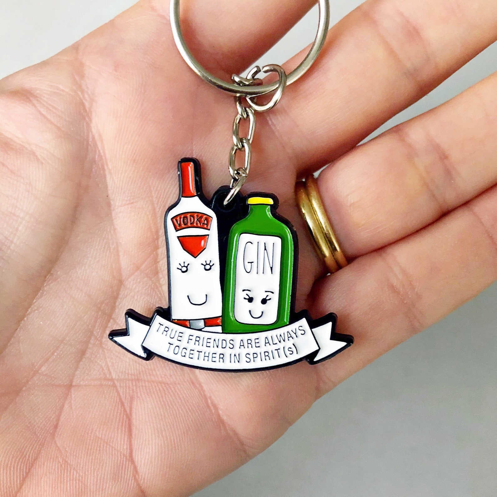 Gin & Vodka Friendship Keyring, Keychain Gift for Friend, Bag Charm for ...