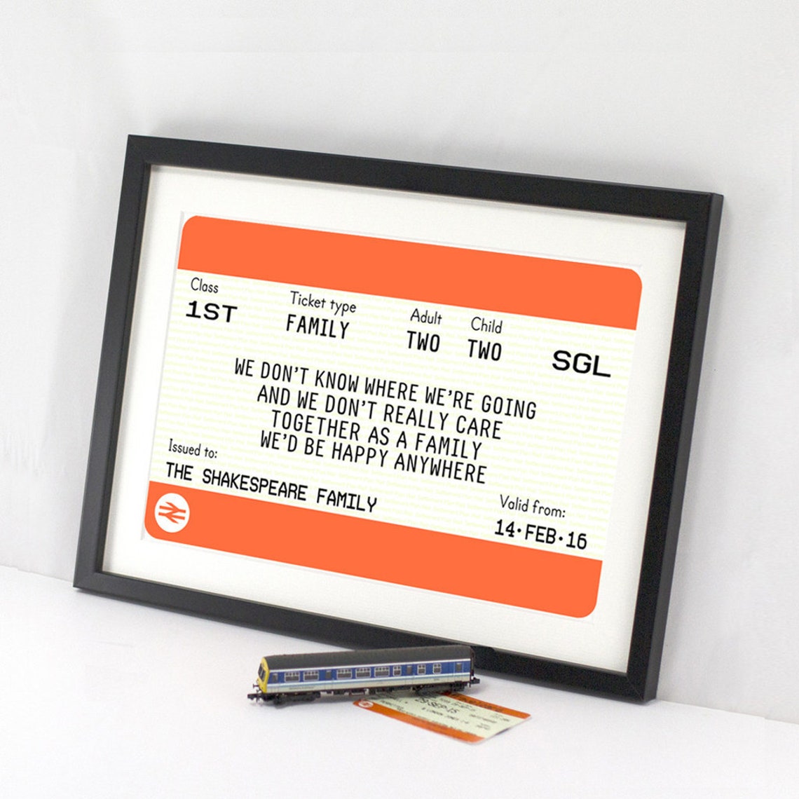 Personalised Family Gift Family Print Train Ticket Print - Etsy UK