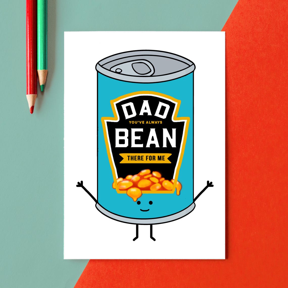 Baked Beans Card for Dad, Thoughtful Card for Dad, Thank You Card for ...