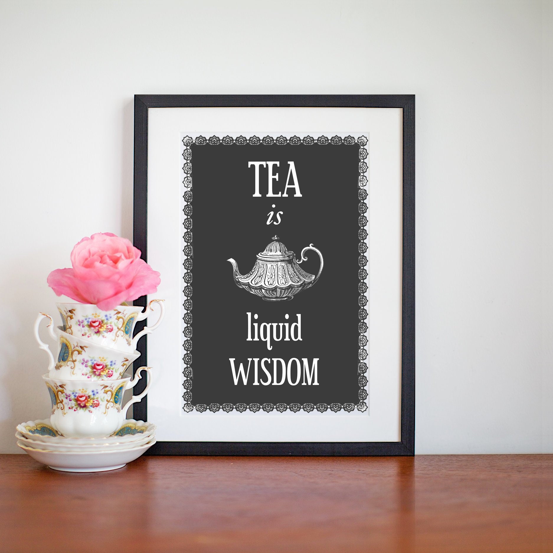 Tea Print Tea Quote Print Black and White Print Tea Quote | Etsy
