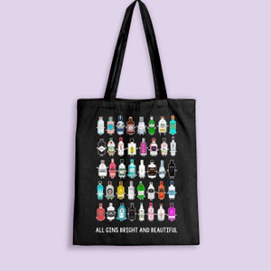 Illustrated Gin Tote Bag, Gin Shopping Bag, Reusable Shopping Bag, Gift ...