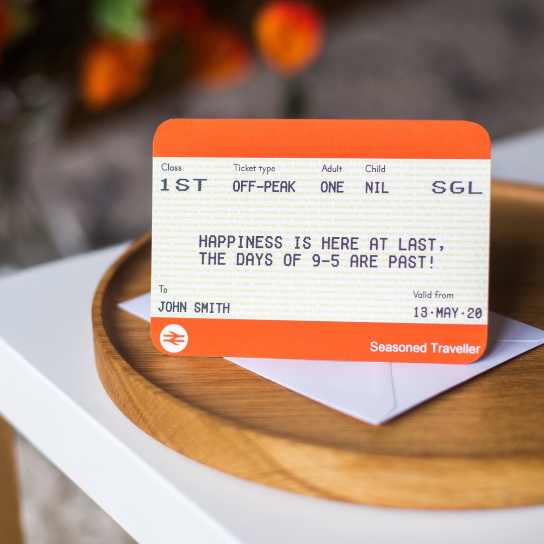 Personalised Train Ticket Retirement Card, Train Ticket, Retirement ...