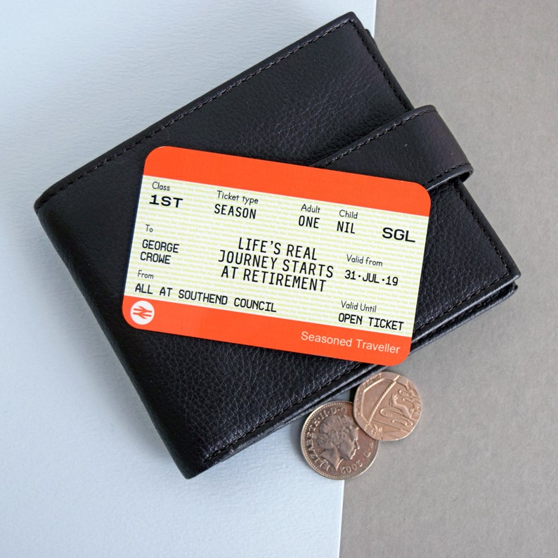 Personalised Metal Wallet Card Train Ticket Retirement Gift - Etsy UK