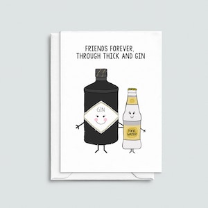 Friends Forever Card, Gin Card, Card for Friend, Best Friend Card, Gin ...