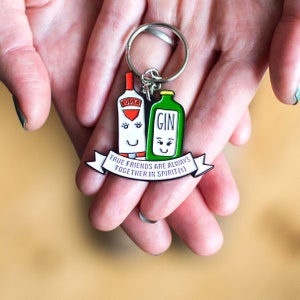Friendship Keyring, Gin Keyring, Best Friend Gift, Gift for Friend, Gin ...