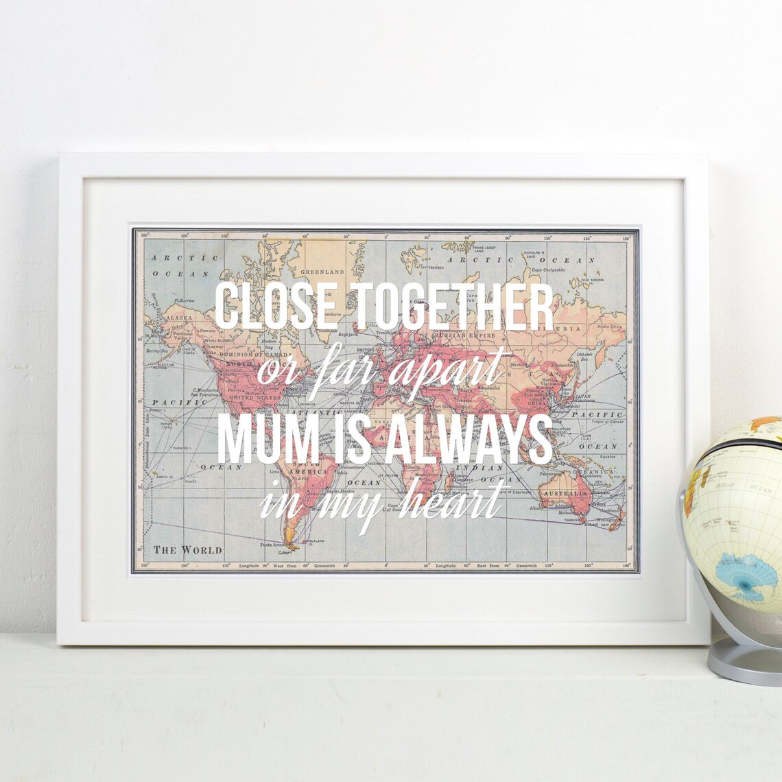 Personalised Mom Print, Mom Quote, Gift for Mom, World Map Print, Map ...