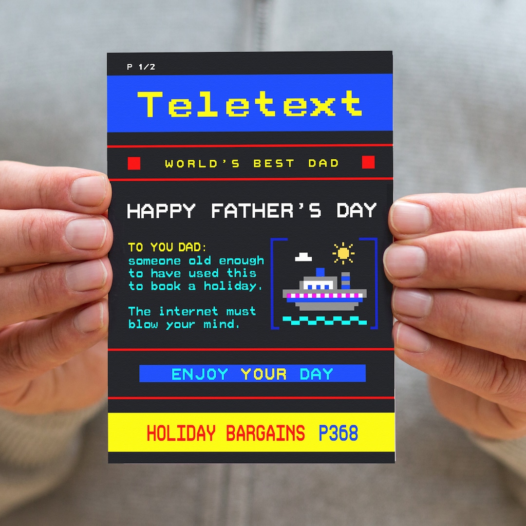 Funny Teletext Father's Day Card, Funny Father's Day Card, Rude Father ...