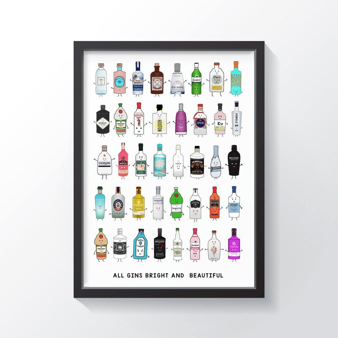 Gin Montage, Gin Print, Gin Wall Art, Gin Gift, Graphic Poster, Gin ...