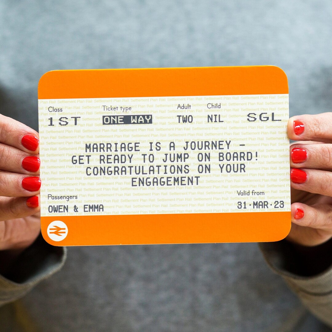 Personalised Engagement Card, Personalised Train Ticket Card - Etsy