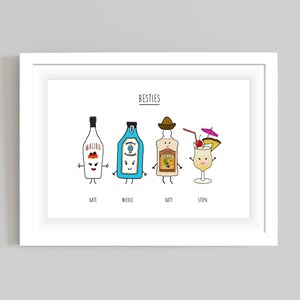 Personalised Friends Print, Friend Gift, Friends Drinks, Friend ...
