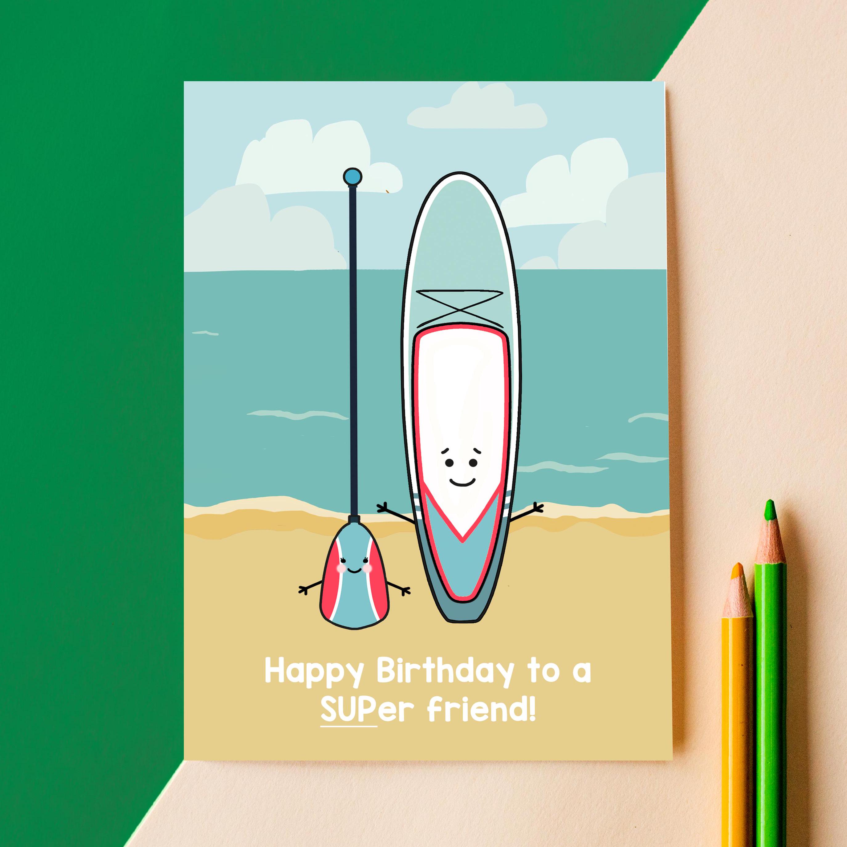Stand up Paddle Board Birthday Card for Friend, Friend Birthday Card ...
