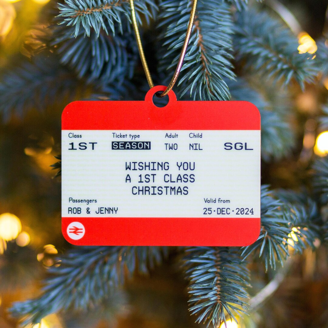 Personalised Train Ticket Christmas Tree Decoration, Personalised ...