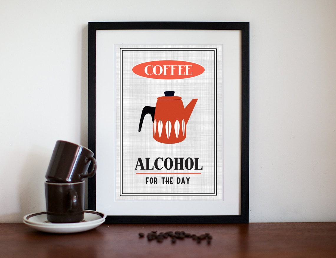 Kitchen Art Retro Coffee Poster Mid Century Modern Poster | Etsy