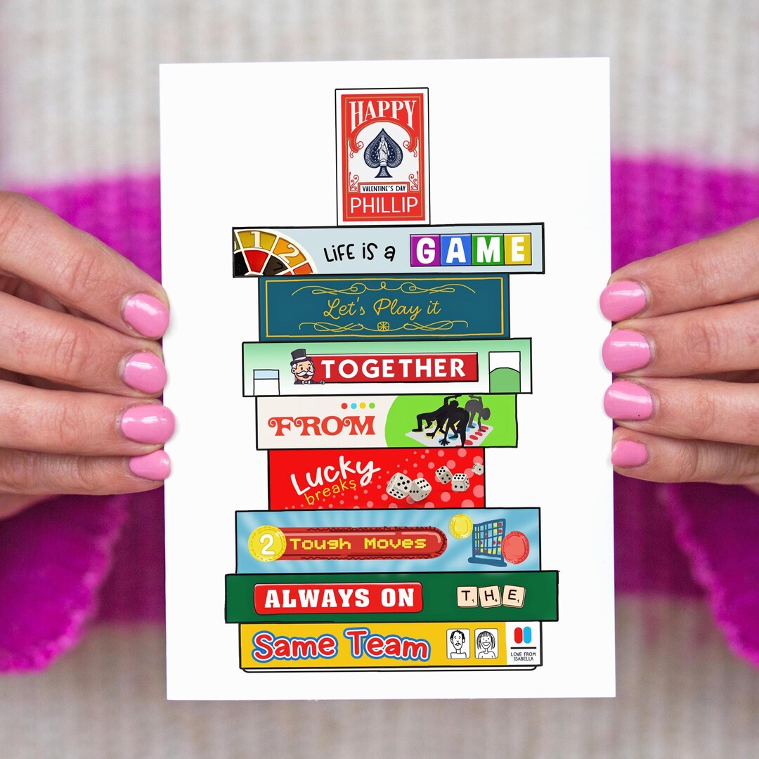 Personalised Board Games Valentine's Card, Custom Valentine's Day Card ...