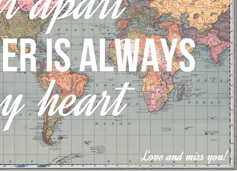 Brothers Print, Long Distance, World Map Print, Gift for Brother ...