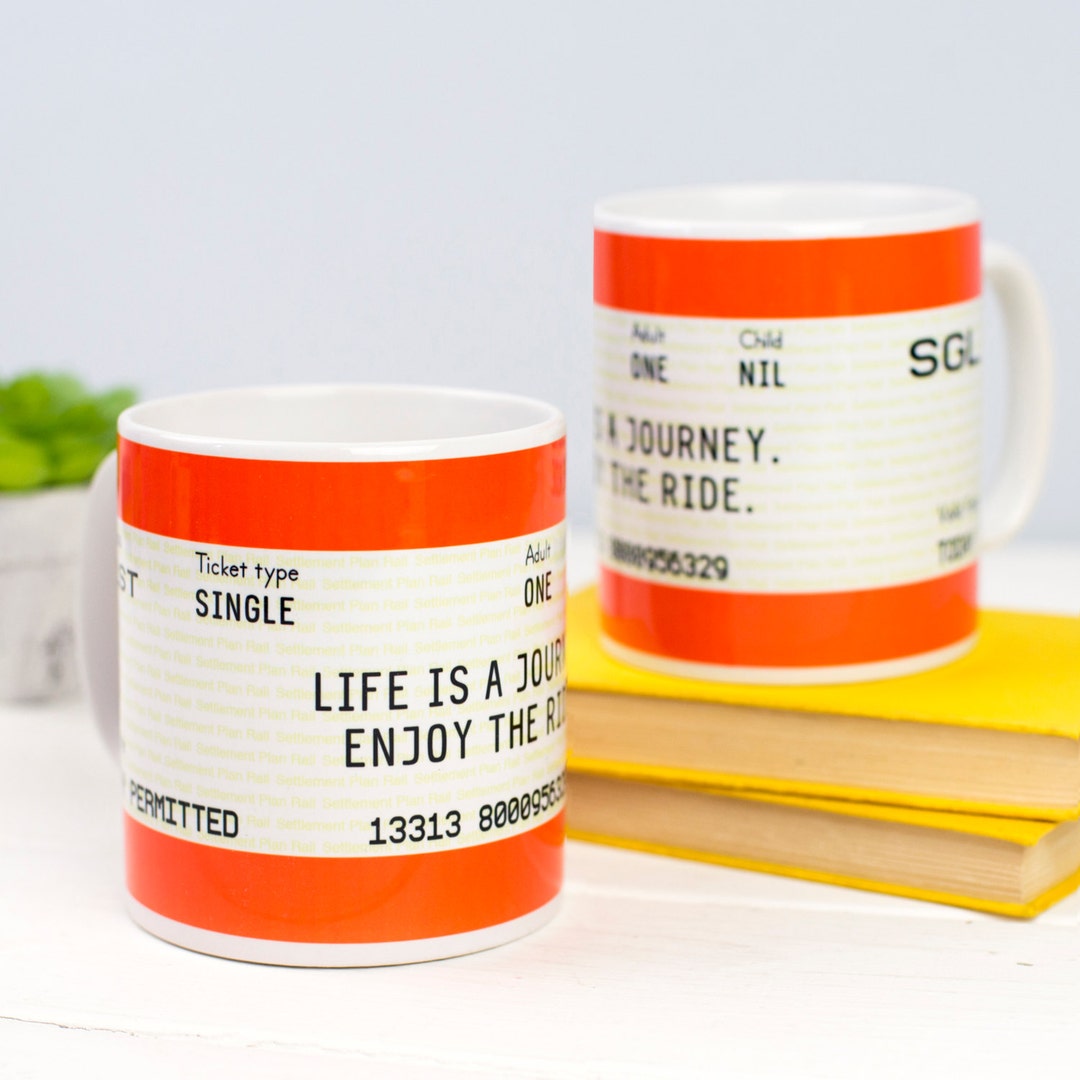 Train Ticket Mug, Mug, Ceramic Mug, Travel Quote, Travel Gift ...
