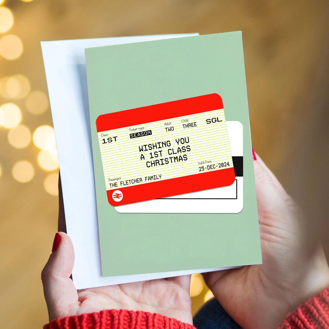 Personalised Train Ticket Christmas Cards, Custom Christmas Cards ...