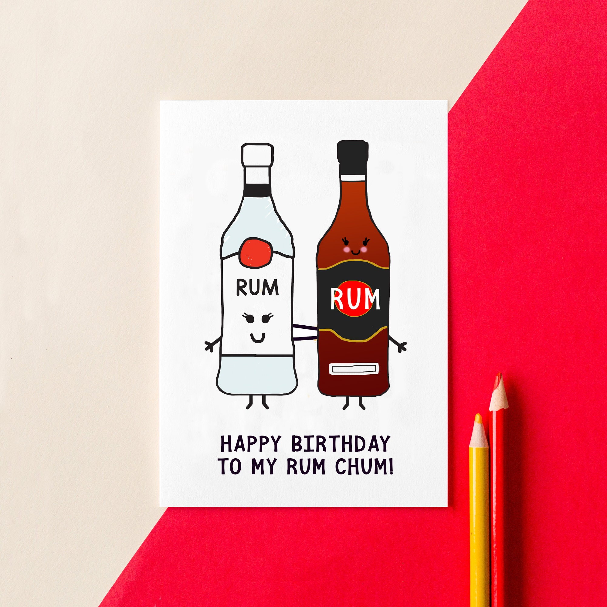 Rum Chums Birthday Card for Friend Rum Birthday Card BFF | Etsy