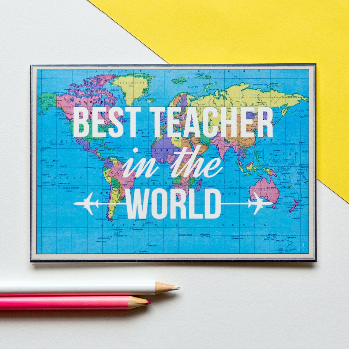 Best Teacher in the World Card, Thank You Teacher Card, Card for ...