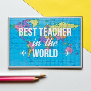 Best Teacher in the World Card, Thank You Teacher Card, Card for ...