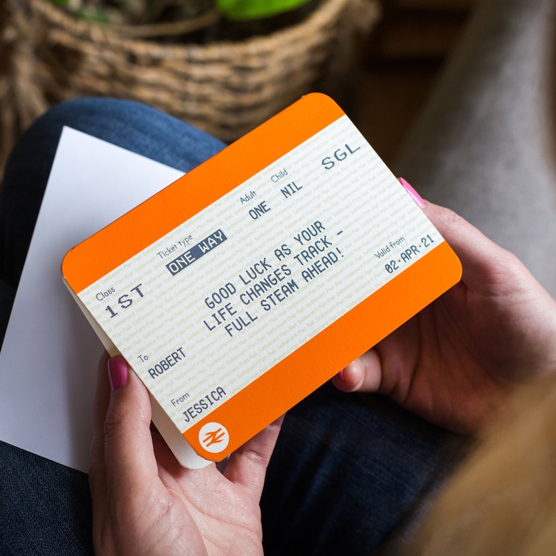 Personalised Train Ticket Good Luck Card, Train Ticket, Good Luck Card ...
