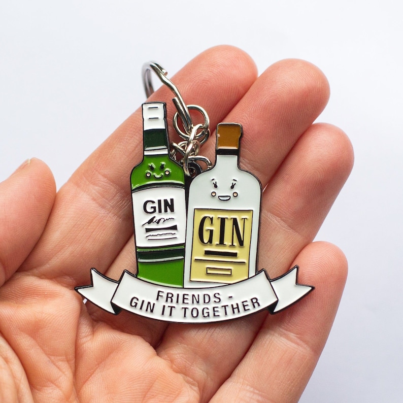 Gin It Together Friendship Keyring, Gin Keychain Gift for Friend, Gin ...
