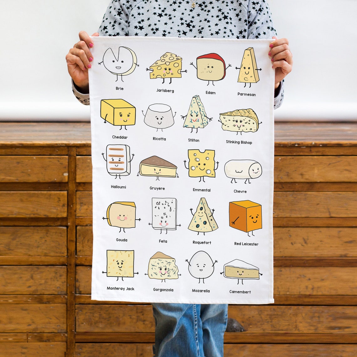 Cheese Tea Towel, Gift for Cheese Lover, Cheese Kitchen Towel ...