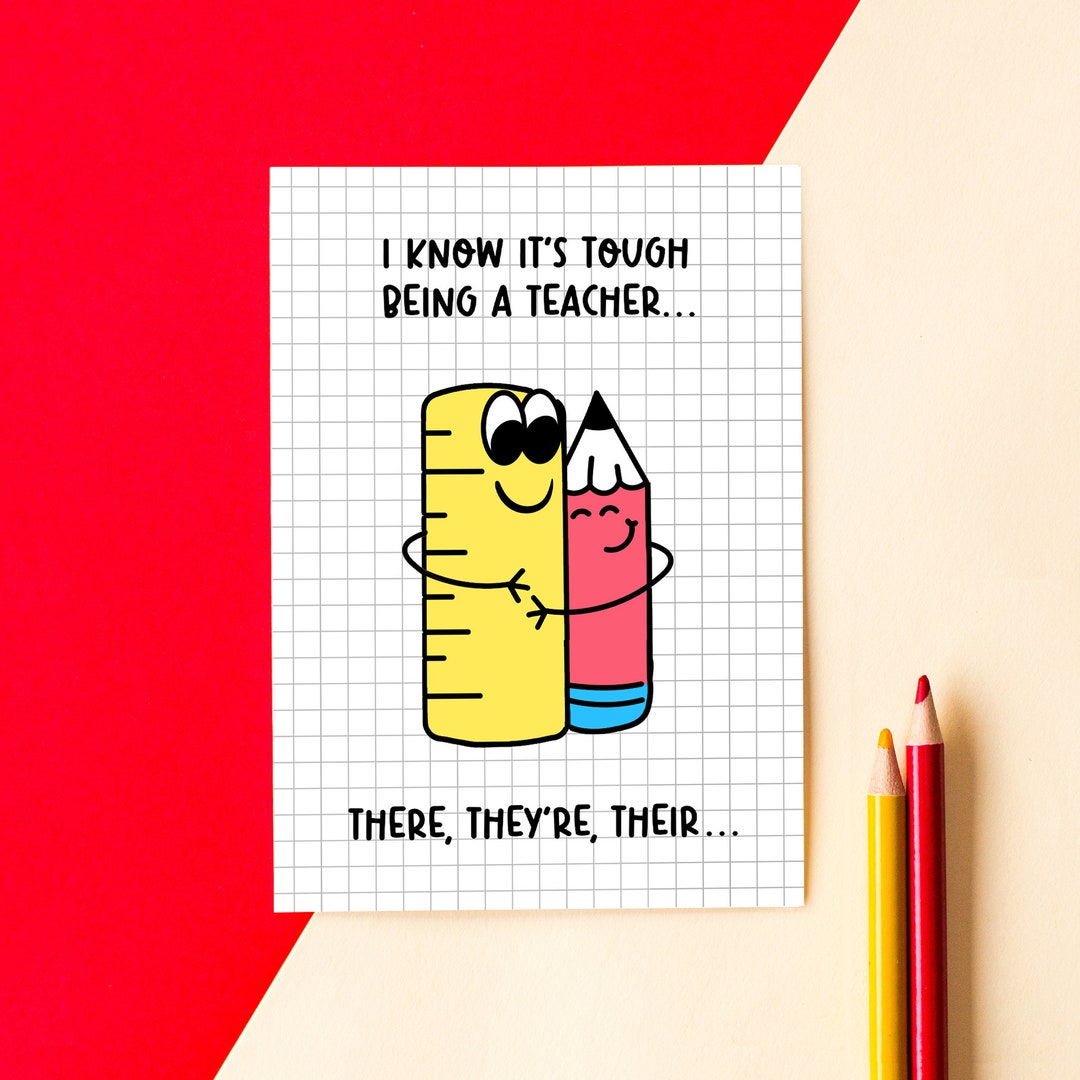 Funny Thank You Teacher Card, Teaching Assistant Card, Funny Grammar ...