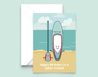 Paddle Boarding Birthday Card - Etsy