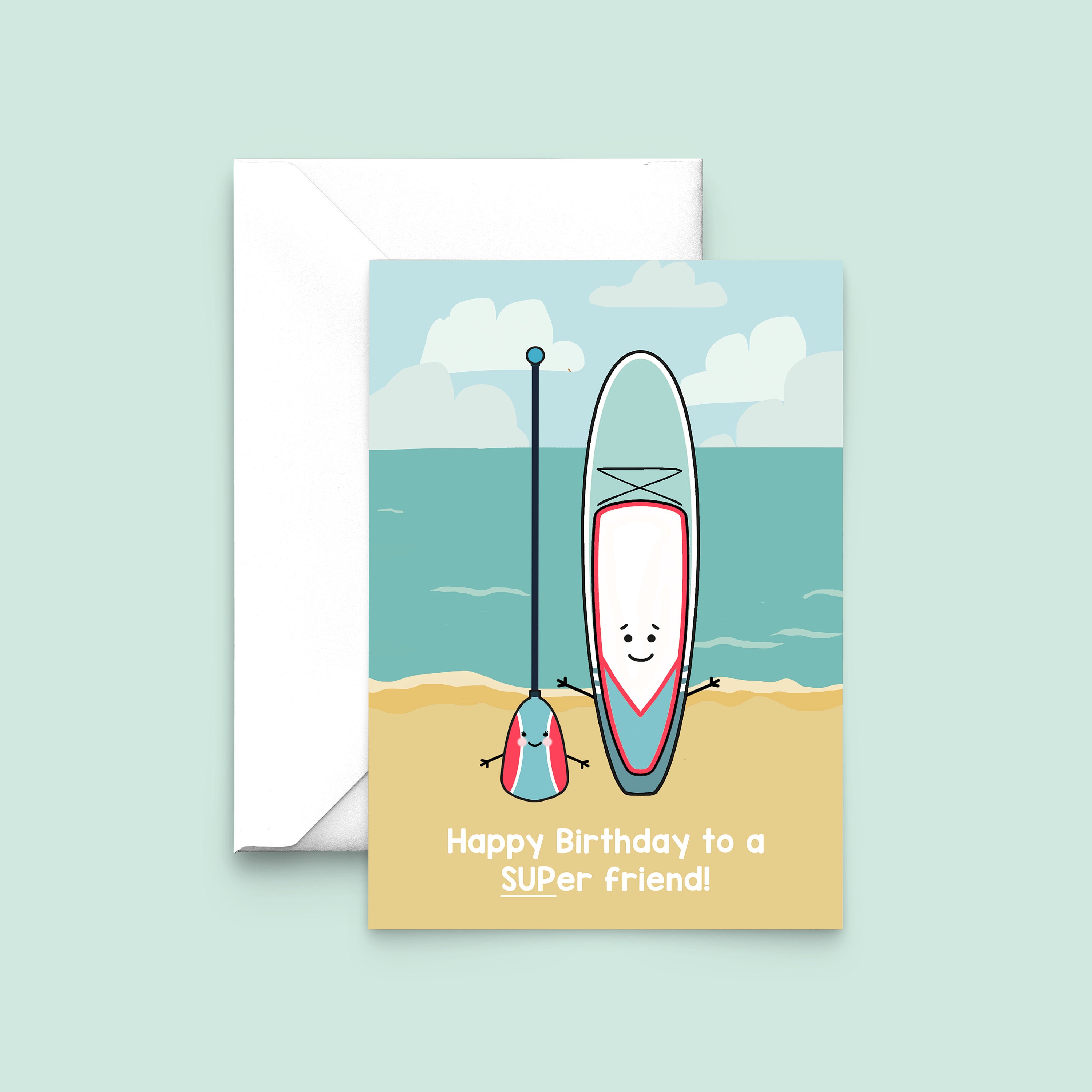 Stand up Paddle Board Birthday Card for Friend, Friend Birthday Card ...