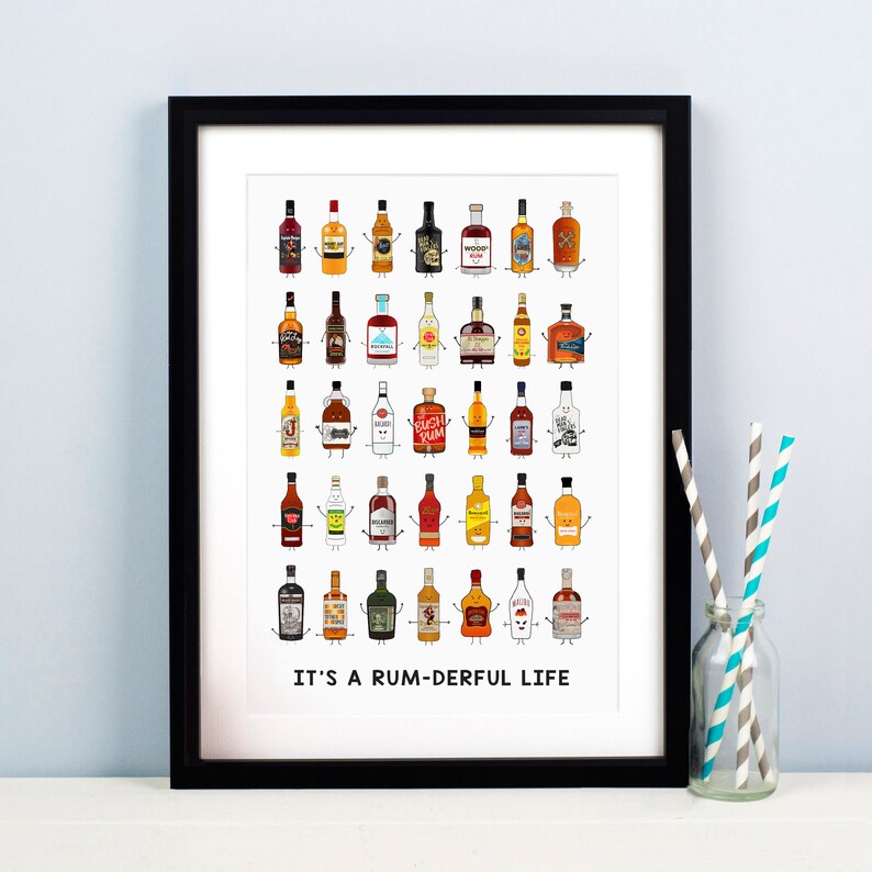 Illustrated Rum Poster, Rum Print, Rum Wall Art, Rum Gift, Rum Poster ...