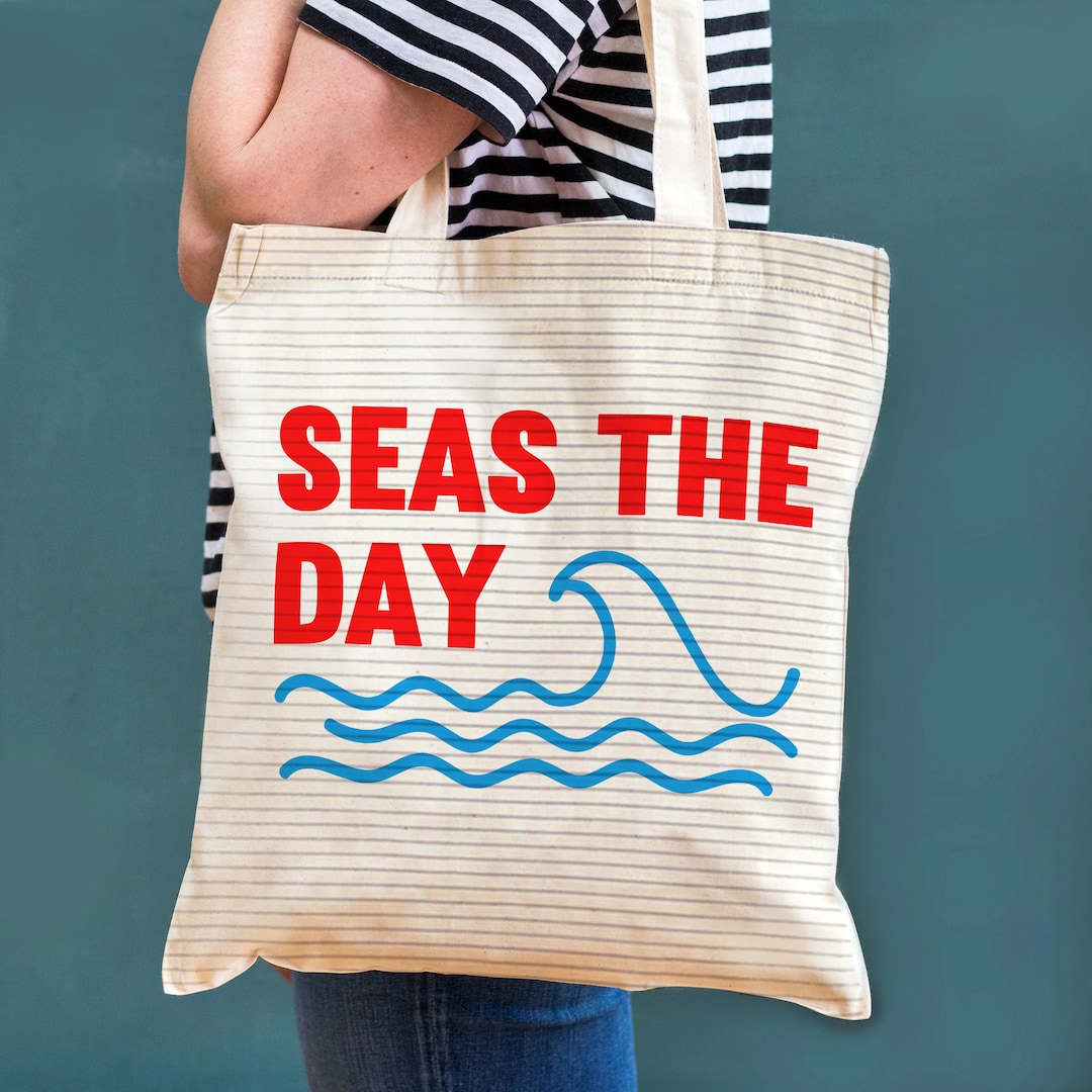 Nautical Themed Shopping Bag, Seas the Day Tote Bag, Organic Cotton ...