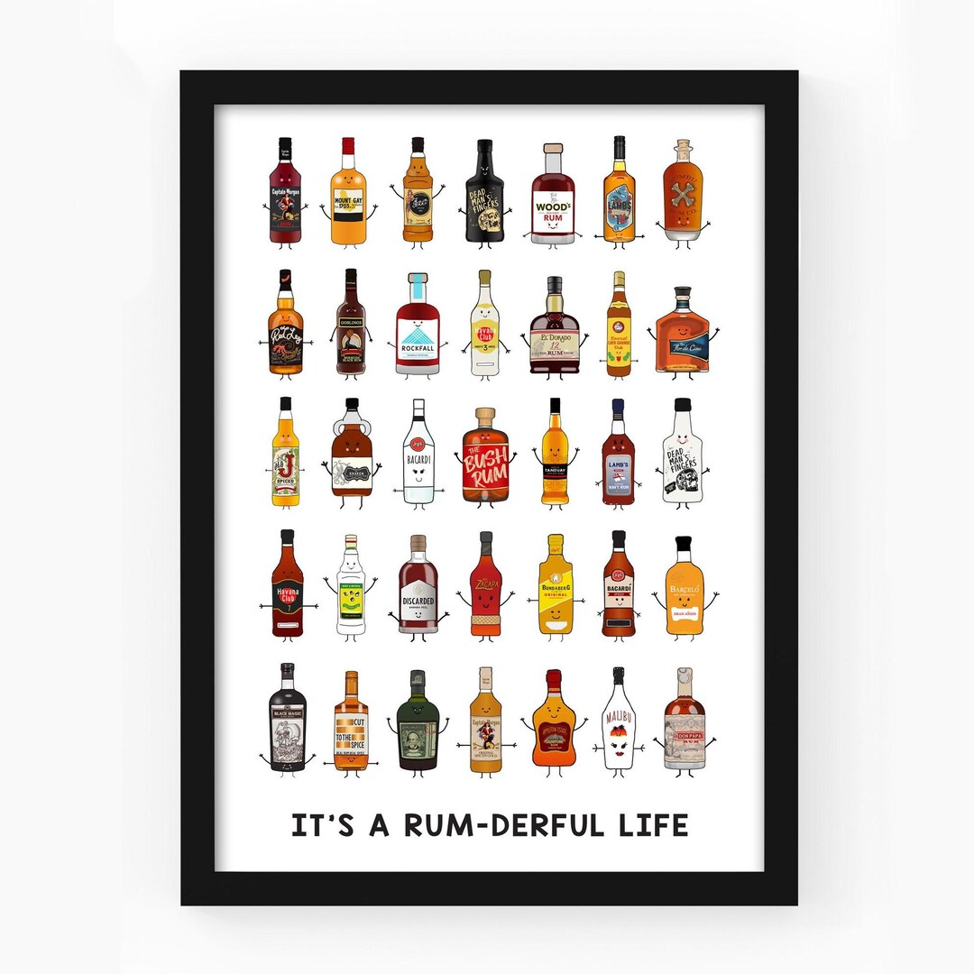 Illustrated Rum Poster, Rum Print, Rum Wall Art, Rum Gift, Rum Poster ...