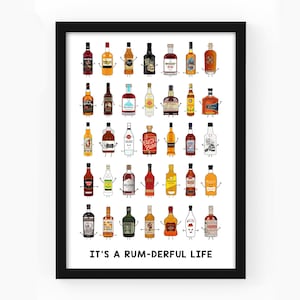 Illustrated Rum Poster, Rum Print, Rum Wall Art, Rum Gift, Rum Poster ...