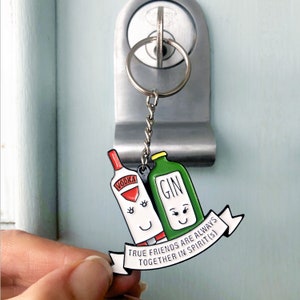 Friendship Keyring, Gin Keyring, Best Friend Gift, Gift for Friend, Gin ...