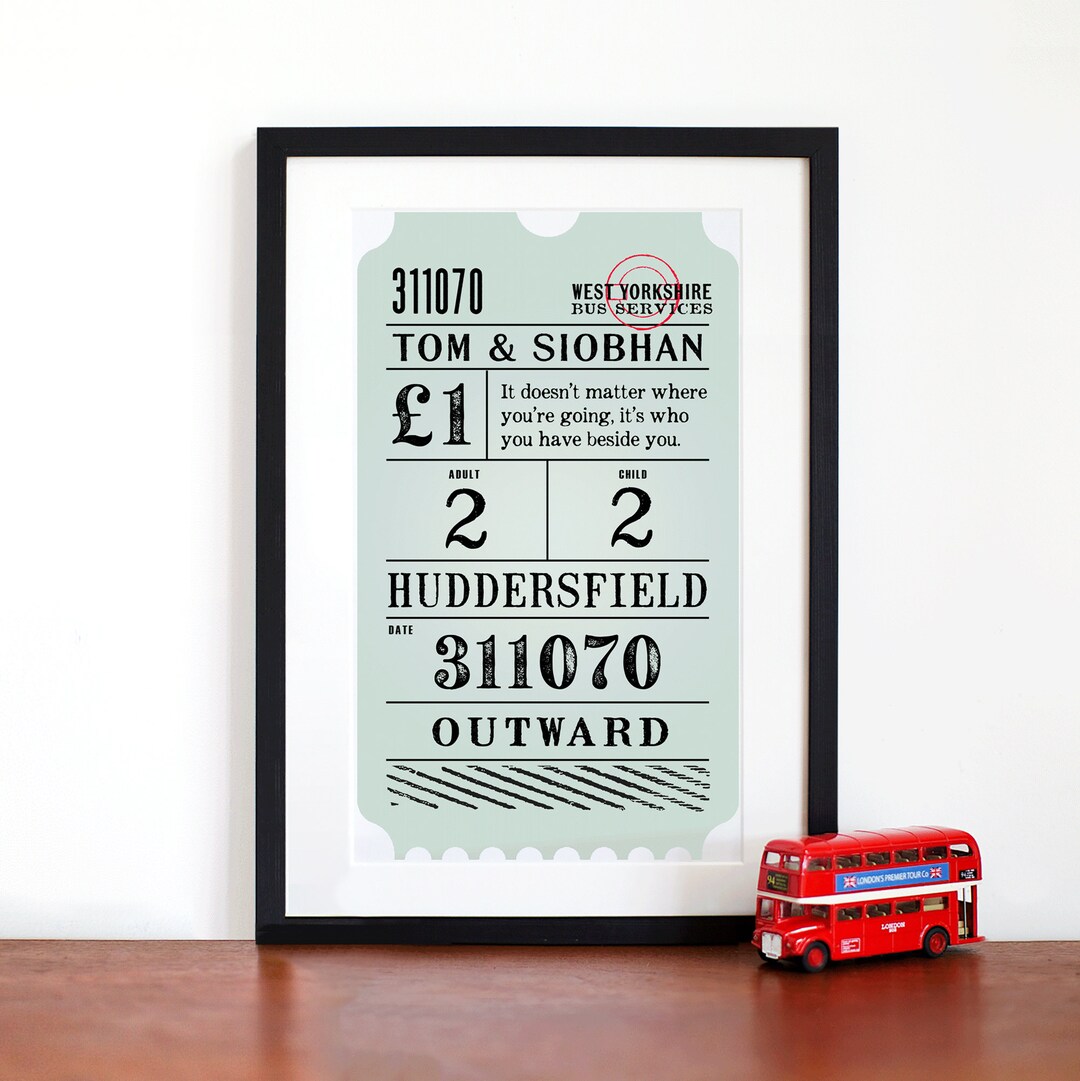 Personalised Bus Ticket Print, Vintage Bus Ticket, Personalised Print ...
