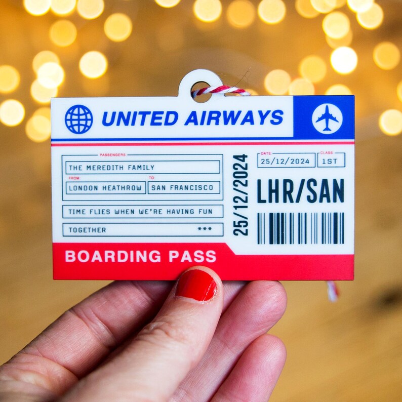 Personalised Boarding Pass Christmas Tree Decoration, Personalised ...