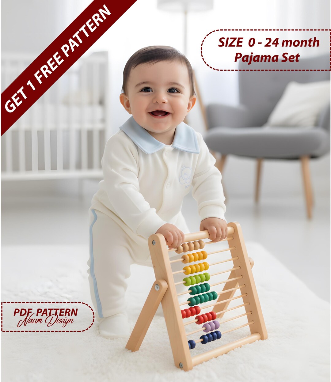 Baby Pajama Sewing Pattern PDF, Classic Collar Infant Loungewear Set ...