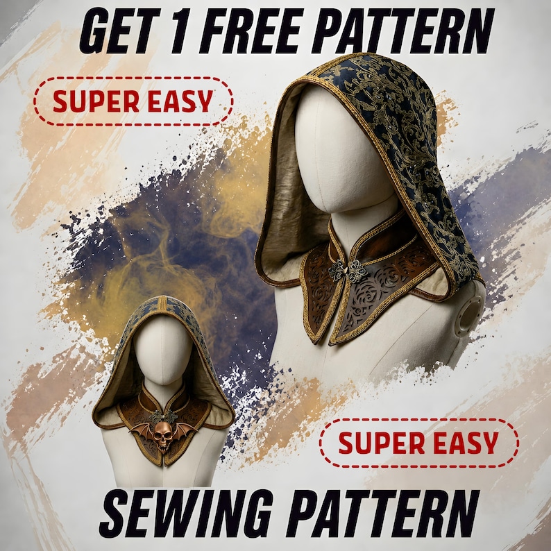 Fantasy Cowl Sewing PDF, Gothic Medieval Capelet, Easy Cosplay DIY ...