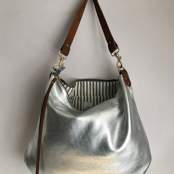 Large Silver Crossbody Bag - Etsy
