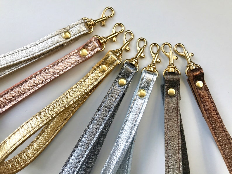 Leather wrist strap Hope key fob leather key chain metallic | Etsy