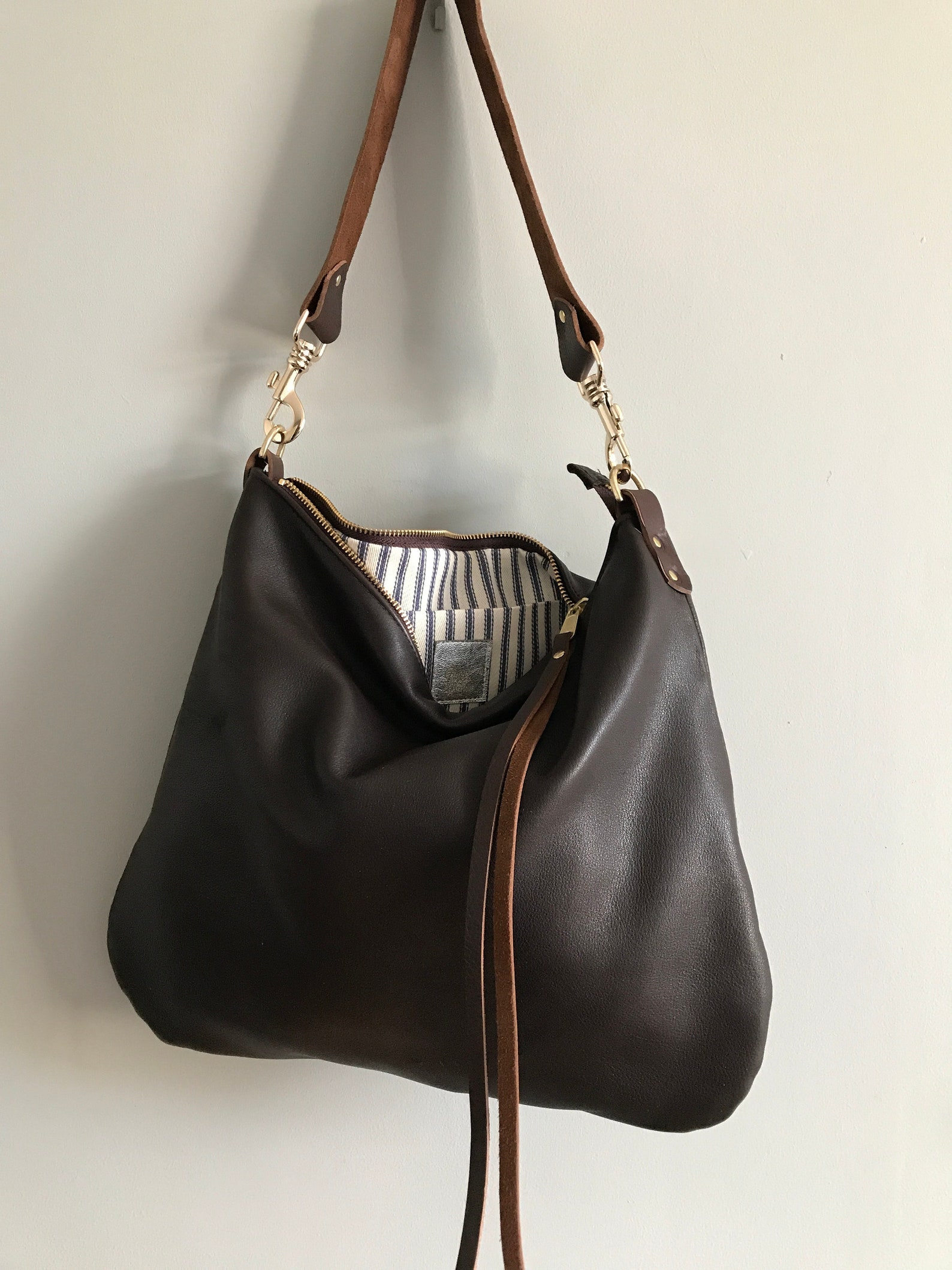Brown Leather Bag Brown Dumpling Handbag - Etsy