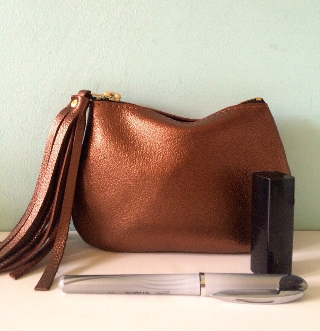Leather Clutch Mini Pouch Bronze Leather Purse - Etsy UK
