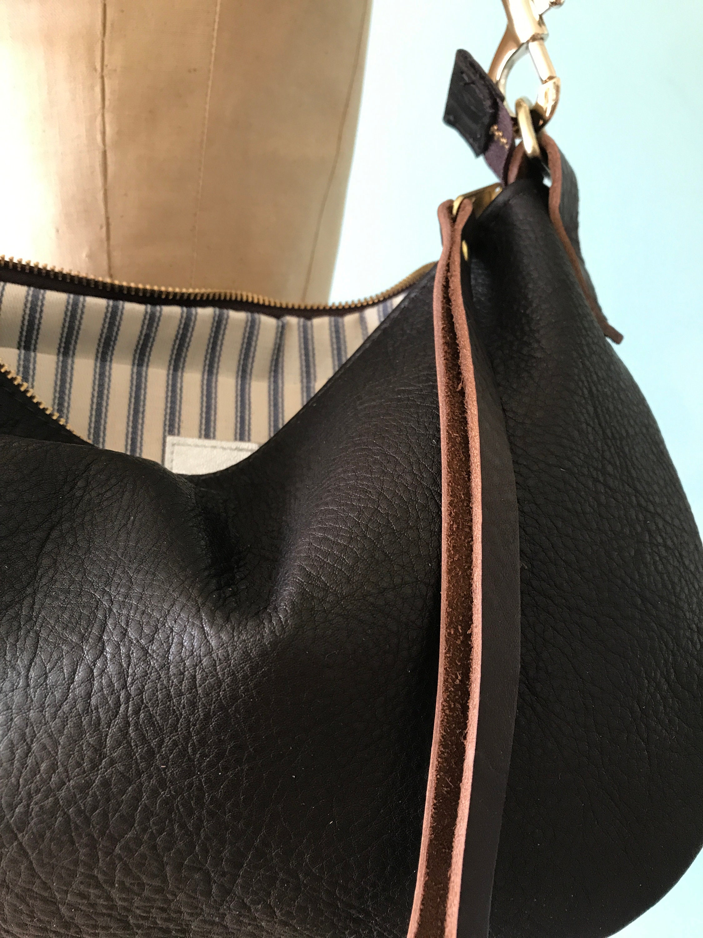 Brown leather sweet Dumpling handbag dark brown purse brown | Etsy