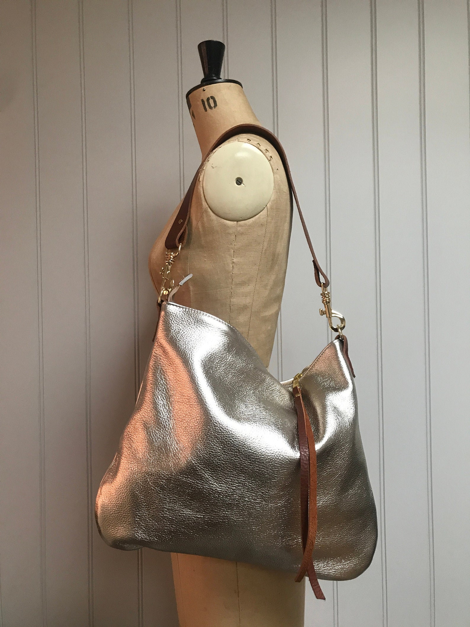Leather Dumpling Bag Soft Gold Leather Handbag Champagne - Etsy