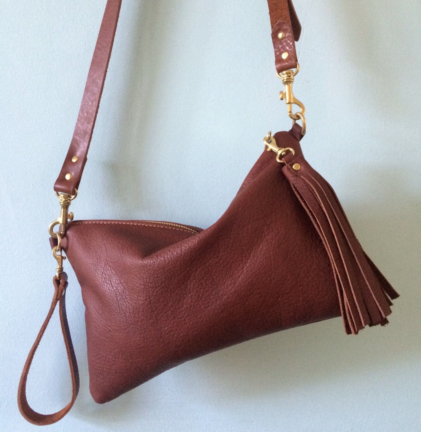 Brown leather cross body bag cross body purse leather clutch | Etsy