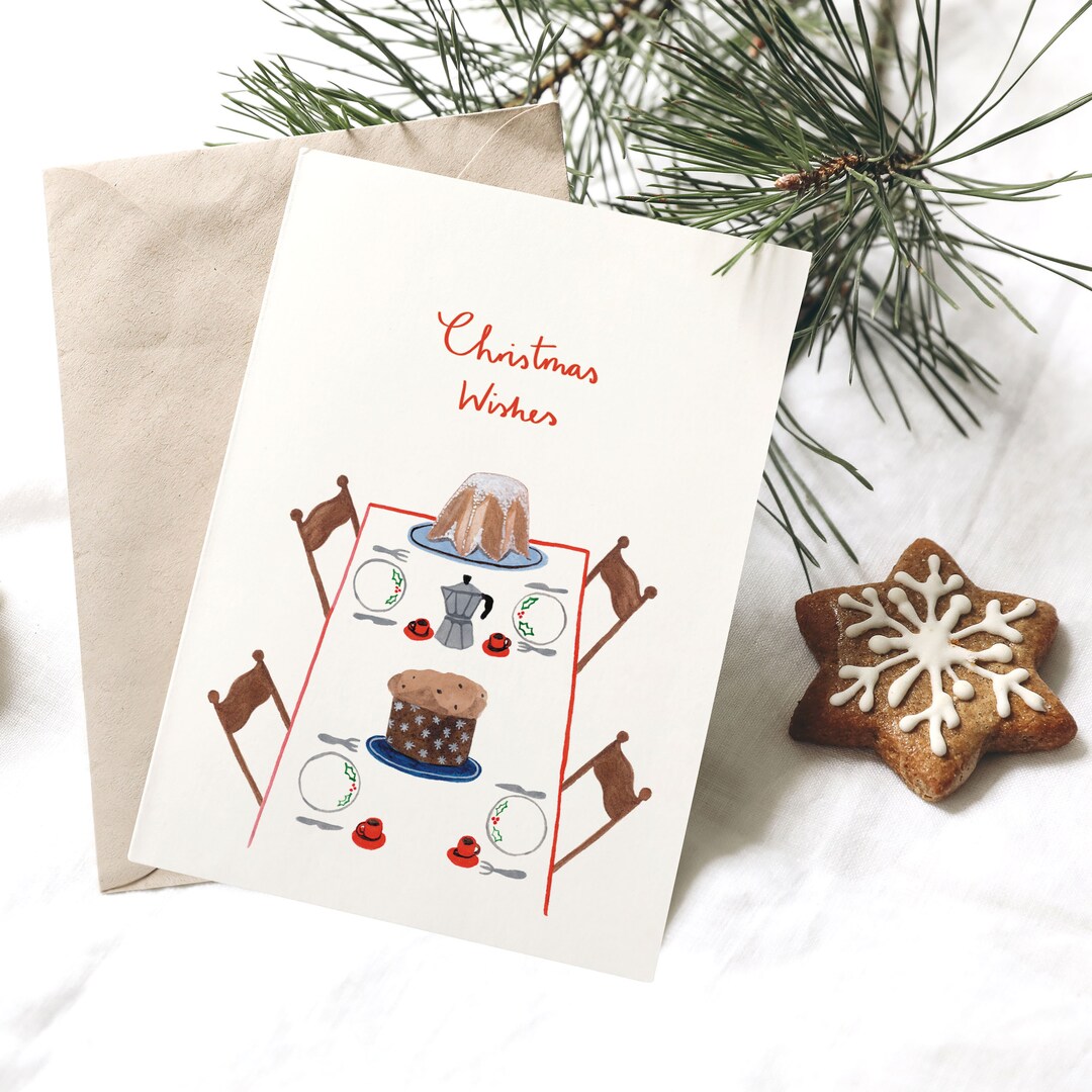 Italian Christmas Scene With Panettone and Pandoro Christmas Card ...