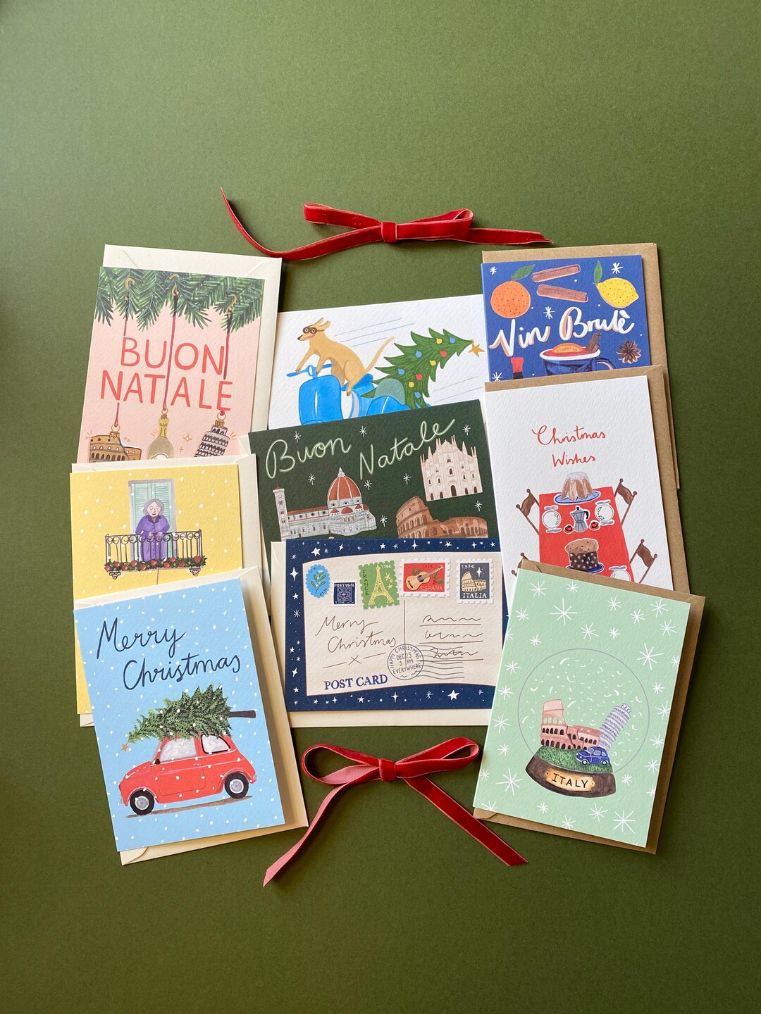 Italian Christmas Card Pack of 9 Cards - Etsy